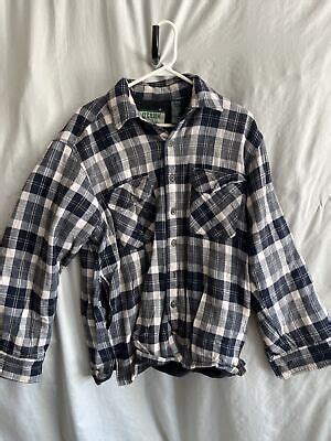 Vtg Ozark Trail Fleece Line Flannel Mens Large Blue Plaid Long Sleeve