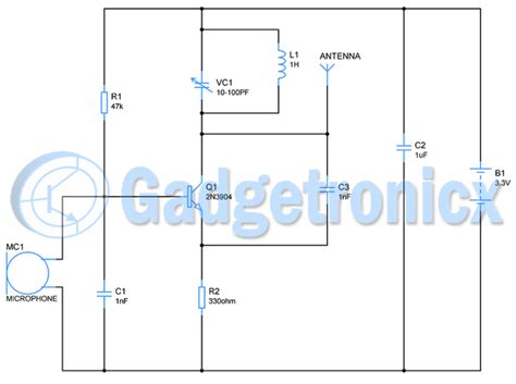 Single Transistor FM Transmitter Circuit Gadgetronicx