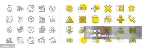 대출 라인 아이콘 투자 이자율 및 백분율 다이어그램 아이콘 집합입니다 디자인 요소 벡터 가방에 대한 스톡 벡터 아트 및 기타 이미지 Istock