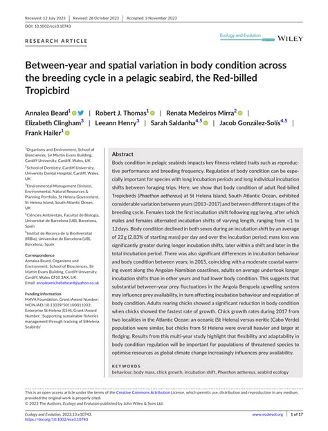 Pdf Between‐year And Spatial Variation In Body Condition Across The