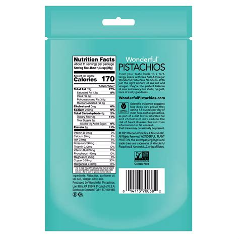 Wonderful No Shell Pistachios Sea Salt And Vinegar Shop Nuts And Seeds At H E B