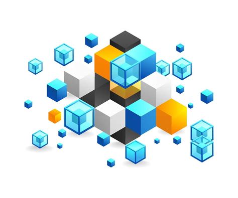 Flat Isometric 3d Illustration Blockchain Technology Concept Abstract