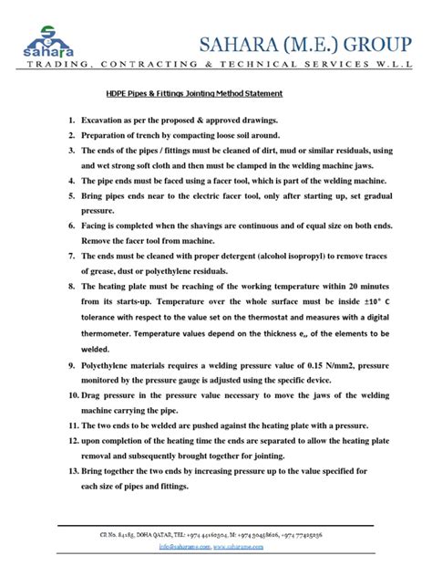 Hdpe Weld Method Statement Pdf