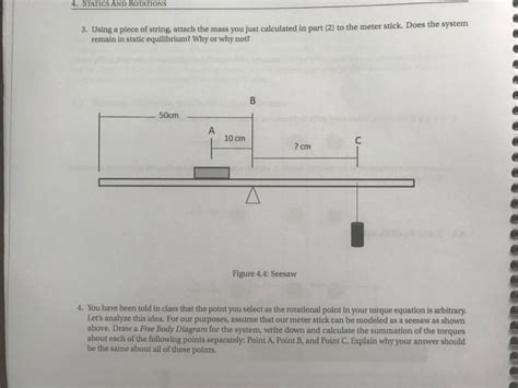 Solved 43 Static Equillibrium 50cm 10 Cm 7 Cm Figure 43