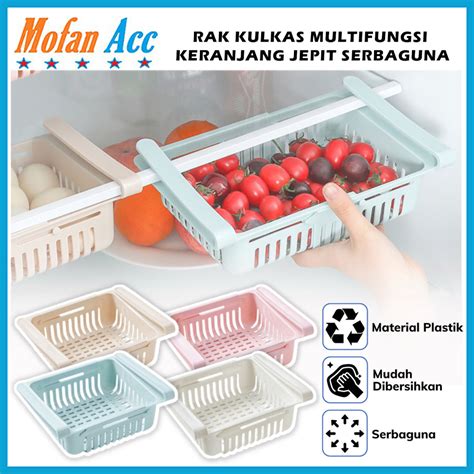 Jual Rak Kulkas Tambahan Multifungsi Keranjang Jepit Penyimpanan Buah
