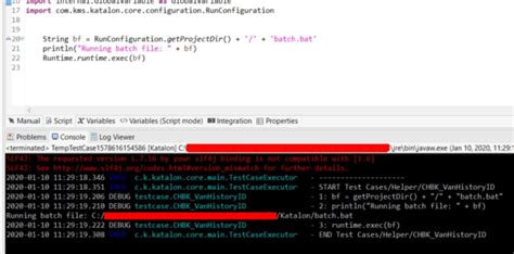 Ntimeexec Cant Get A Batch File To Runoutput Katalon
