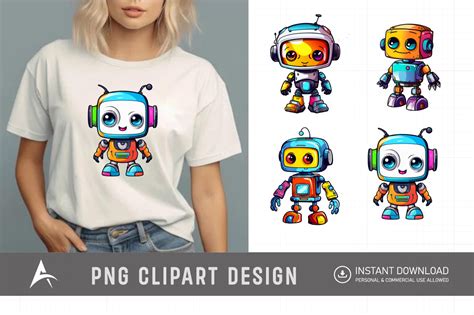 Watercolor Cute Robot Png Clipart Design Graphic By Allisonsuns