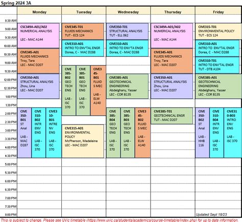 Program Schedule University Of Victoria