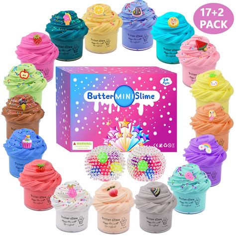 Buy 19 Pack Fluffy Butter Slime Kit With 2 Pack Stress Relief Balls Scented Fruit Mini Slime
