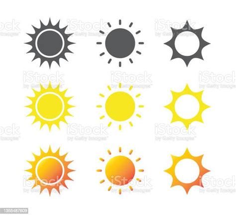 白い背景に分離された太陽のアイコンのセットサンセットサンシャインベクターの図 いたずら書きのベクターアート素材や画像を多数ご用意
