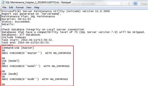 sql server maintenance plans reporting and logging