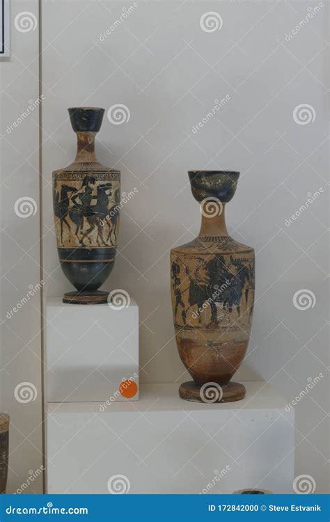 Classical Archaic Greek Red On Black Pottery Editorial Image Image Of