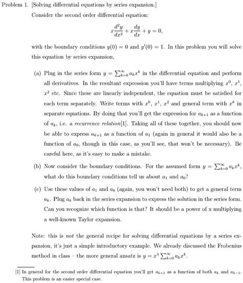 Problem 1 Solving Differential Equations By Series Expansion Consider