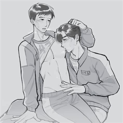 Rule 34 2boys Black And White Blush Bulge Bulge Through Clothing Eyes