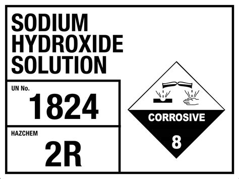 Sodium Hydroxide Solution 1824 2r Sign New Signs