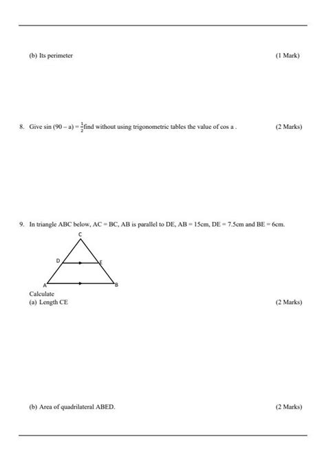 Form 3 Mathematics Paper 1 End Of Term 3 Examination 2022 1075