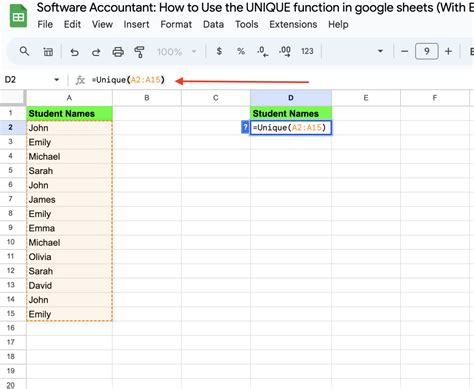 How To Use The UNIQUE Function In Google Sheets With Examples