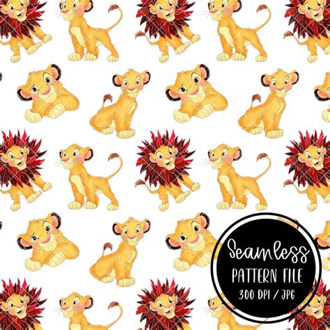 The Lion King Simba Seamless Pattern Digital Paper Background Download Free Commercial Use 