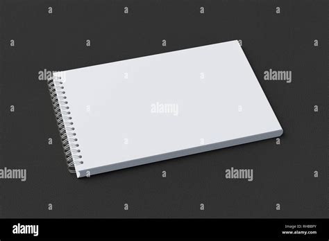Blank Horizontal Spiral Notepad On Black Background With Clipping Path