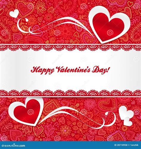 Valentines Day Greeting Card With Hearts Stock Vector Illustration Of