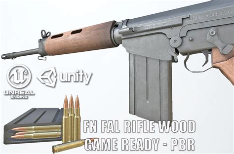 Pbr Fn Fal Rifle Wood 3d Model In Assault Rifles 3dexport 44 Off