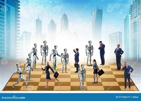 Concept Of Chess Played By Humans Versus Robots Stock Image Image Of