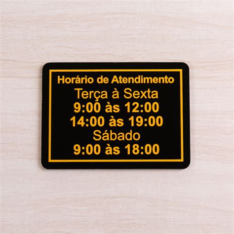 Placa Hor Rio De Atendimento X Cm Elo Produtos Especiais
