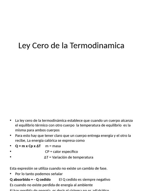 Ley Cero De La Termodinamica Ejercicios Pdf