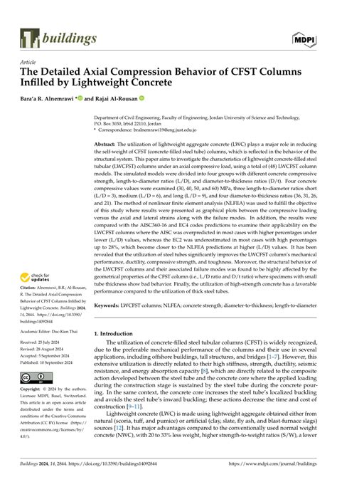 Pdf The Detailed Axial Compression Behavior Of Cfst Columns Infilled By Lightweight Concrete