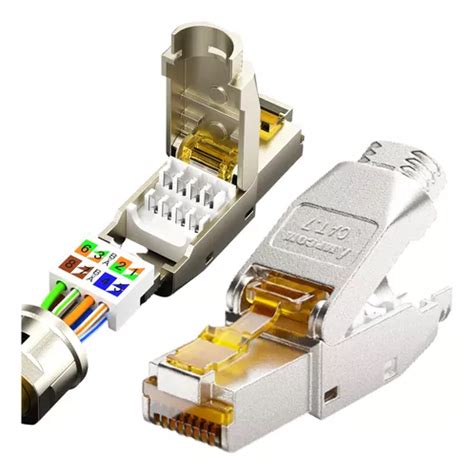 Conector Ethernet Industrial Cat6 Cat7 Rj45 Ampcom 10 Unid Mebuscar Brasil