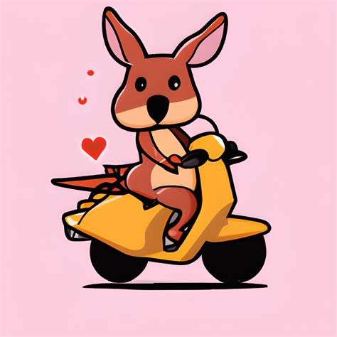 Kangaroo On Vespa Kawaii Chibi Graphic · Creative Fabrica