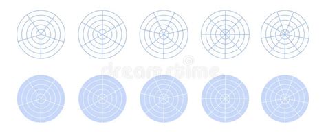 Concentric Circles Isolated Template Polar Grid Radial Dividers