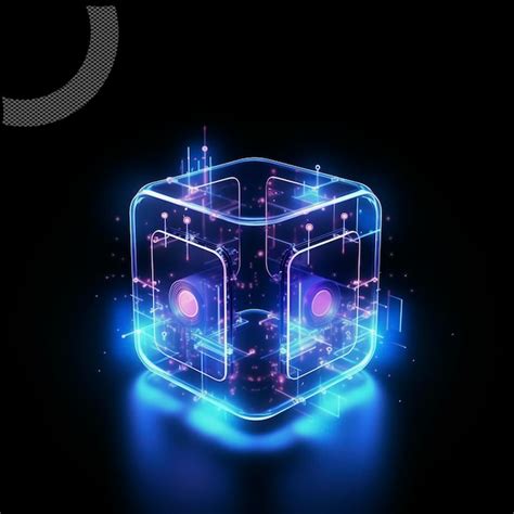 Cyber Cube Holographic Light Effect Premium Ai Generated Psd