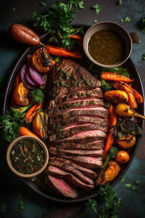 Close Up Roasted Stir Fried Beef Steak Served With Vegetable Side Dish