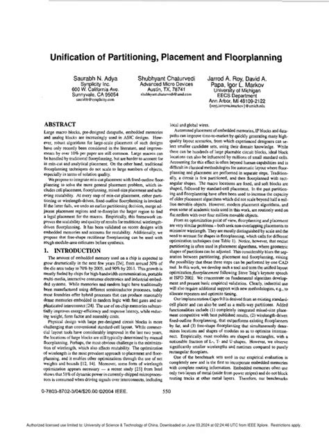 unification of partitioning placement and floorplanning pdf
