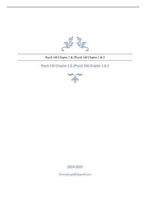 Psych 140 Chapter 1 Questions And Answers Already Passed 2024 Psyc