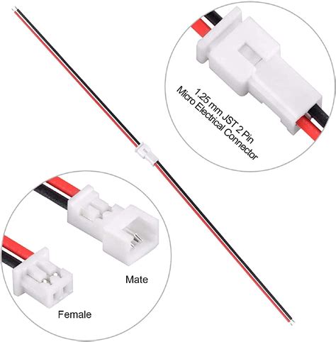 Micro Jst 1 25 2 Pin Male And Female Connector Cable