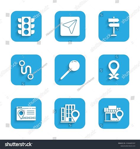 Set Push Pin Location House Store Stock Vector Royalty Free Shutterstock