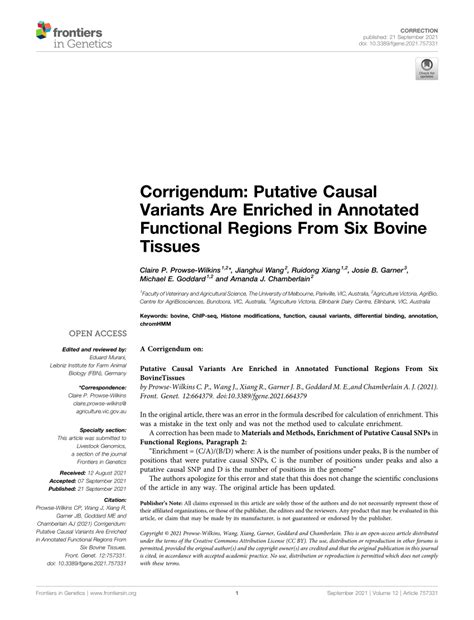 Pdf Corrigendum Putative Causal Variants Are Enriched In Annotated Functional Regions From
