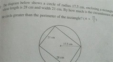 Solved The Diagram Below Shows A Circle Of Radius 175 Cm Enclosing