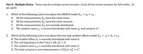 Solved Part Ii Multiple Choice There May Be Multiple