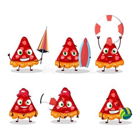 Happy Face Slice Of Strawberry Tart Cartoon Character Playing On A
