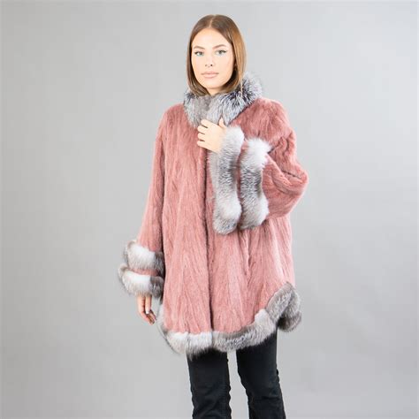 Pink Mink Fur Jacket With Fox Fur Details Exceptional Fur Quality Efurs