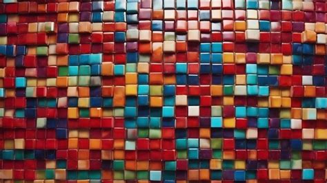 Premium Ai Image A Close Up Of A Colorful Mosaic Tile Wall With A Red Generative Ai