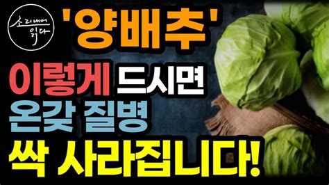의사들도 따라 하는 약 없이 혈당 잡는 화제의 양배추 식사법 이렇게 드세요 당뇨 비만 온갖 성인병 싹 사라집니다