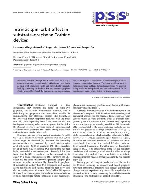 Pdf Intrinsic Spinorbit Effect In Substrategraphene Corbino Devices