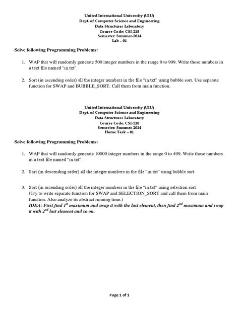 Data Structure Lab 01 Pdf