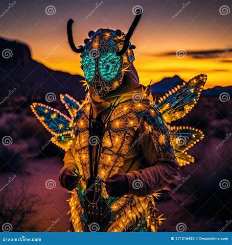 Man In Neon Light Orange Stock Illustration Illustration Of Flower