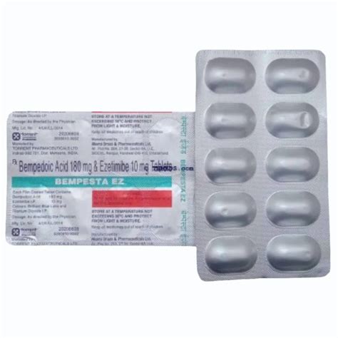 Bempedoic Acid 180mg Ezetimibe 10 Mg Bempetol Ez Tablets At ₹ 50bottle