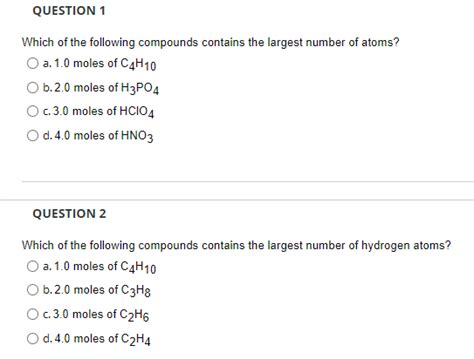 Solved Which of the following compounds contains the largest | Chegg.com